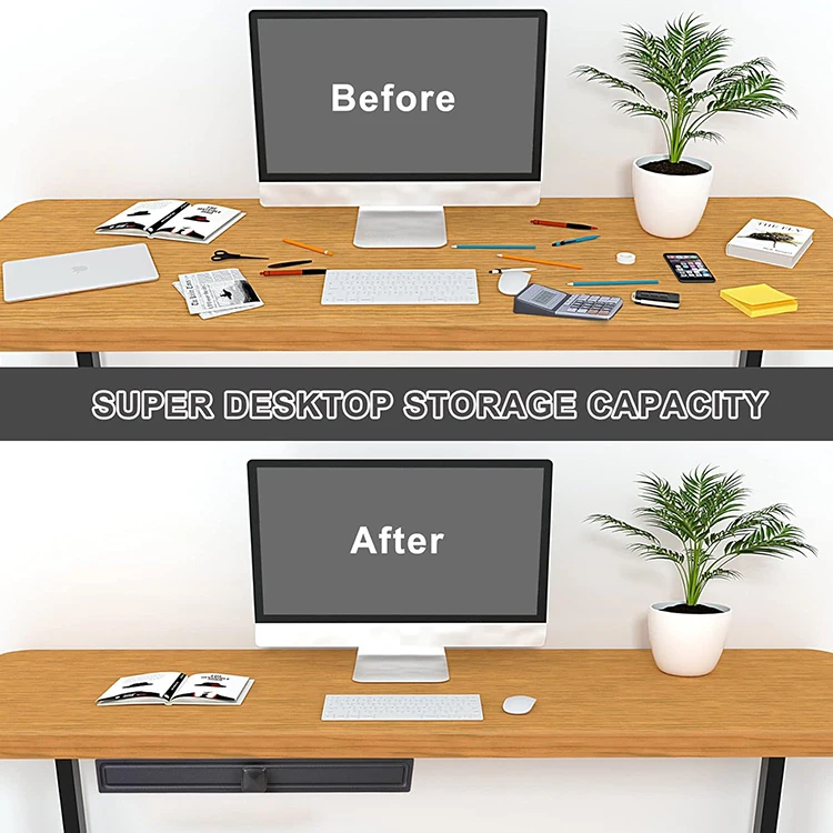 JH-Mech Pull-Out Hidden Counter Drawer Carbon Steel with Laptop Shelf ...