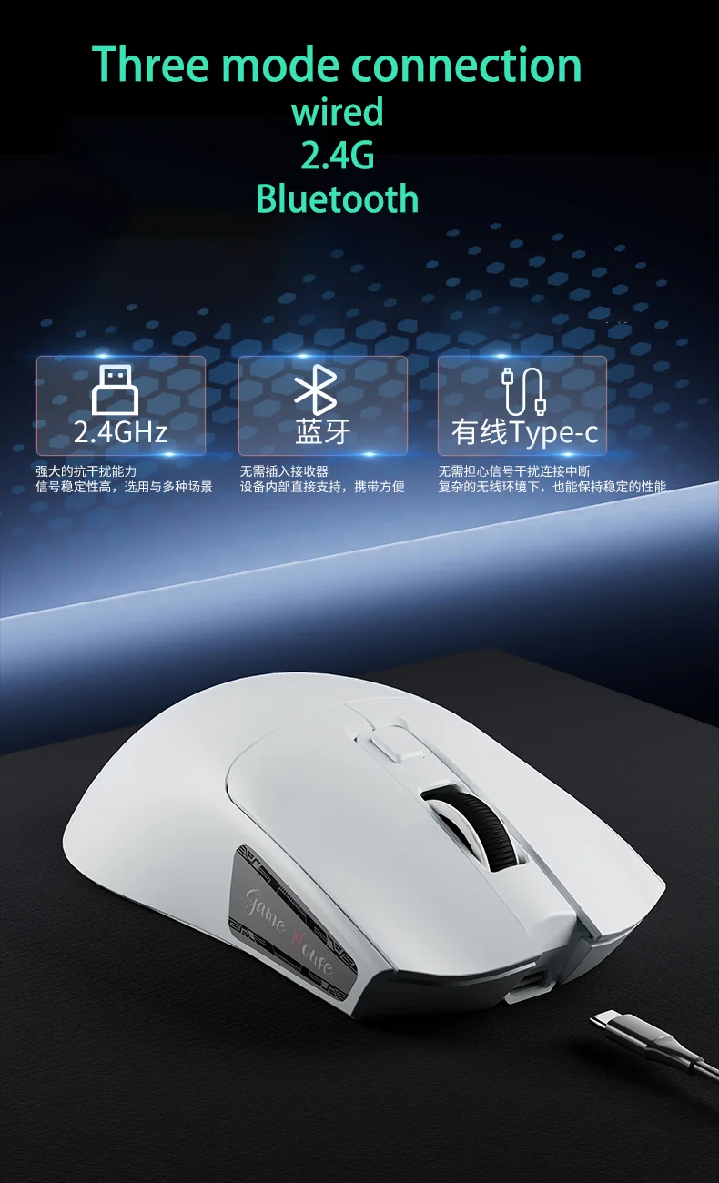 2025 New Wireless Three-mode Ergonomic Lightweight Gaming Mouse ...