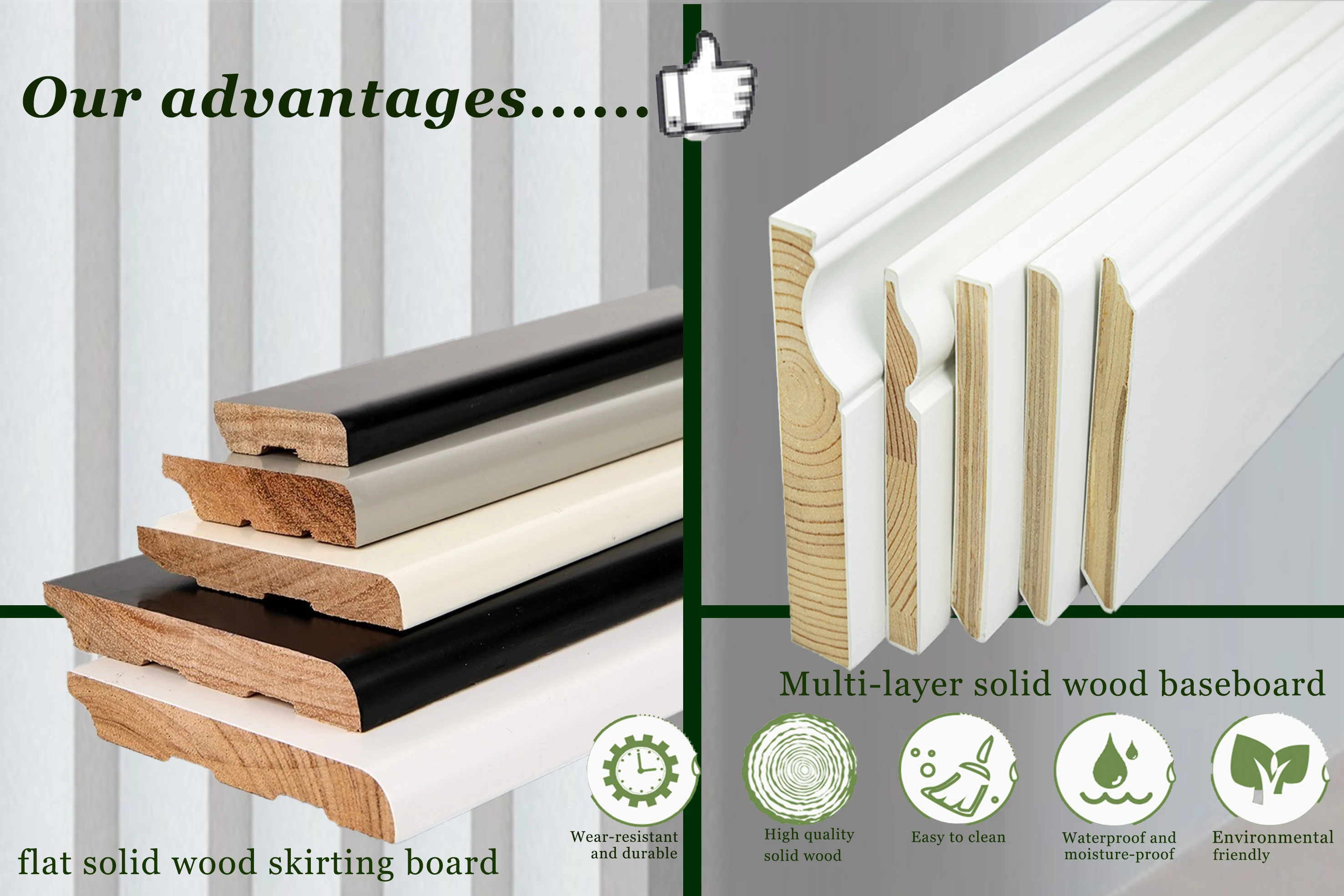 Baseboard Molding White Solid Wood Paint Frame Mouldings Wooden ...