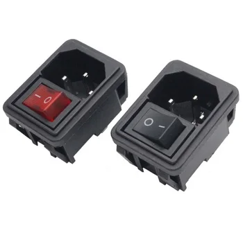 Iec C14 Electrical Power Socket With Red Led Rocker Switch Connector ...