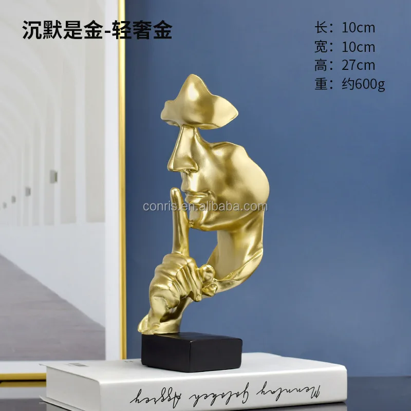Silence Is Gold - Elegant Resin Statue Figures for Home Decor