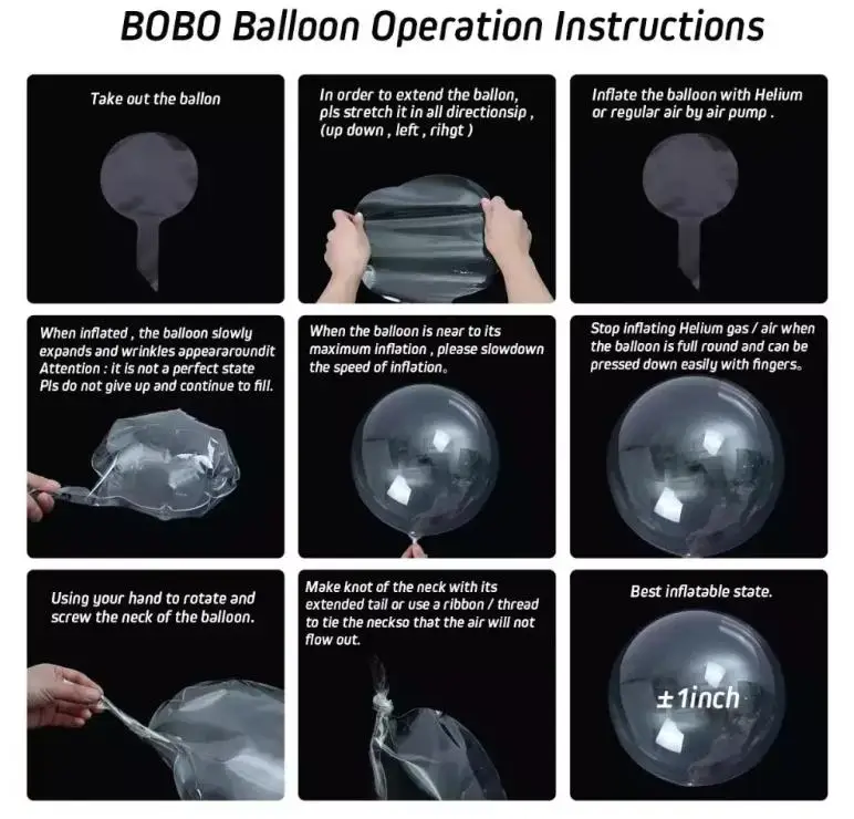 24inch Bobo Balloon Transparent Clear Bubble Bobo Balloon With Birthday ...