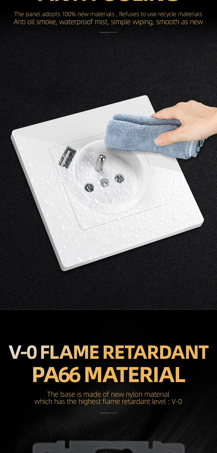 Flames Retardant Pc Panel Electrical Power Eu Standard Socket French ...