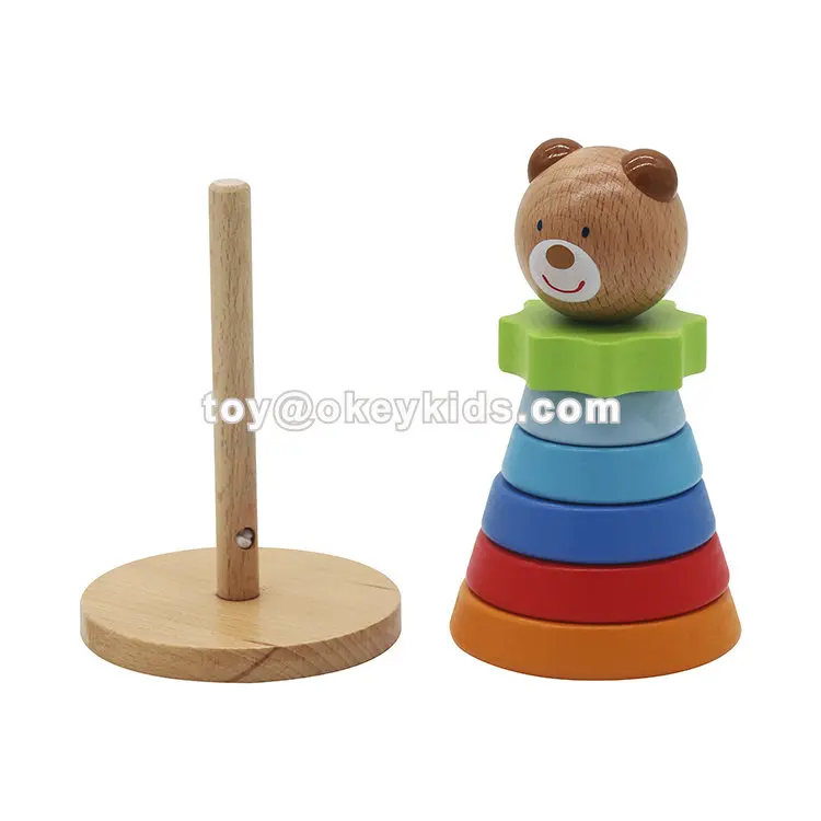 Montessori Wooden Rainbow Wooden Ring Stacker Toy for Infants and ...