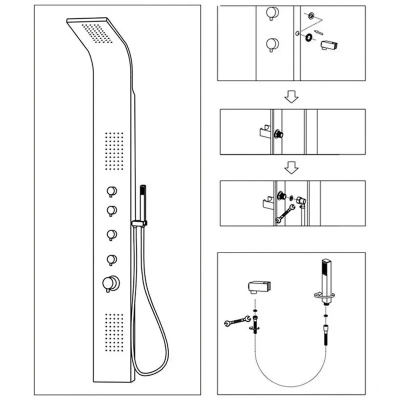 Luxury Shower Plate - Stainless Steel Waterfall Panel