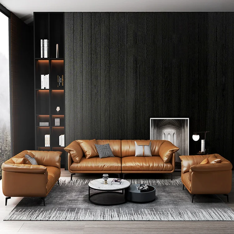 Modern Leather Sofa Set for Living Room - European Style Corner Sofa ...