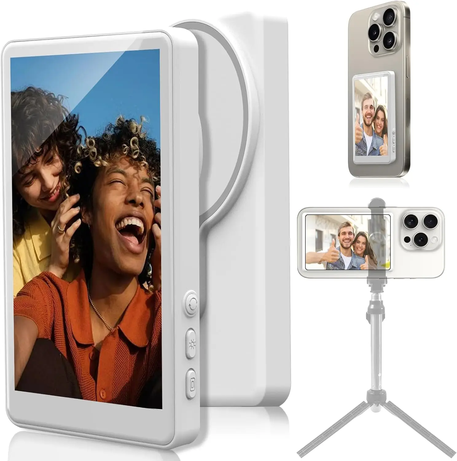 Magnetic Selfie Monitor Screen for iPhone 15/16 - Wireless Rechargeable ...