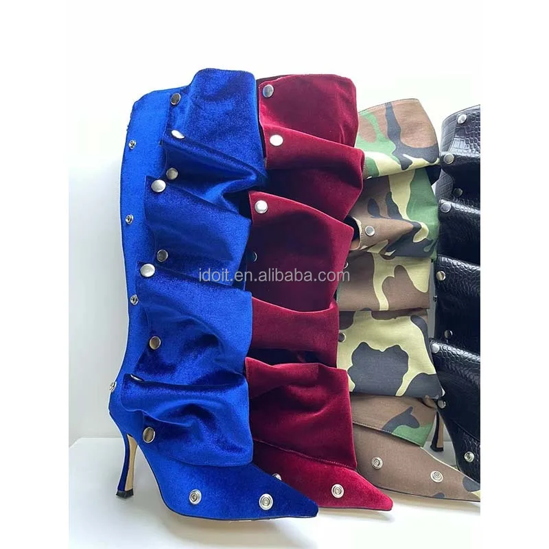 Idoit Latest Pointed Toe Buckle Stiletto Removable Two Wear Boots ...