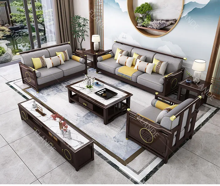 Custom Solid Wood Sofa Combination Modular Sofa Corner Sofa Living Room ...