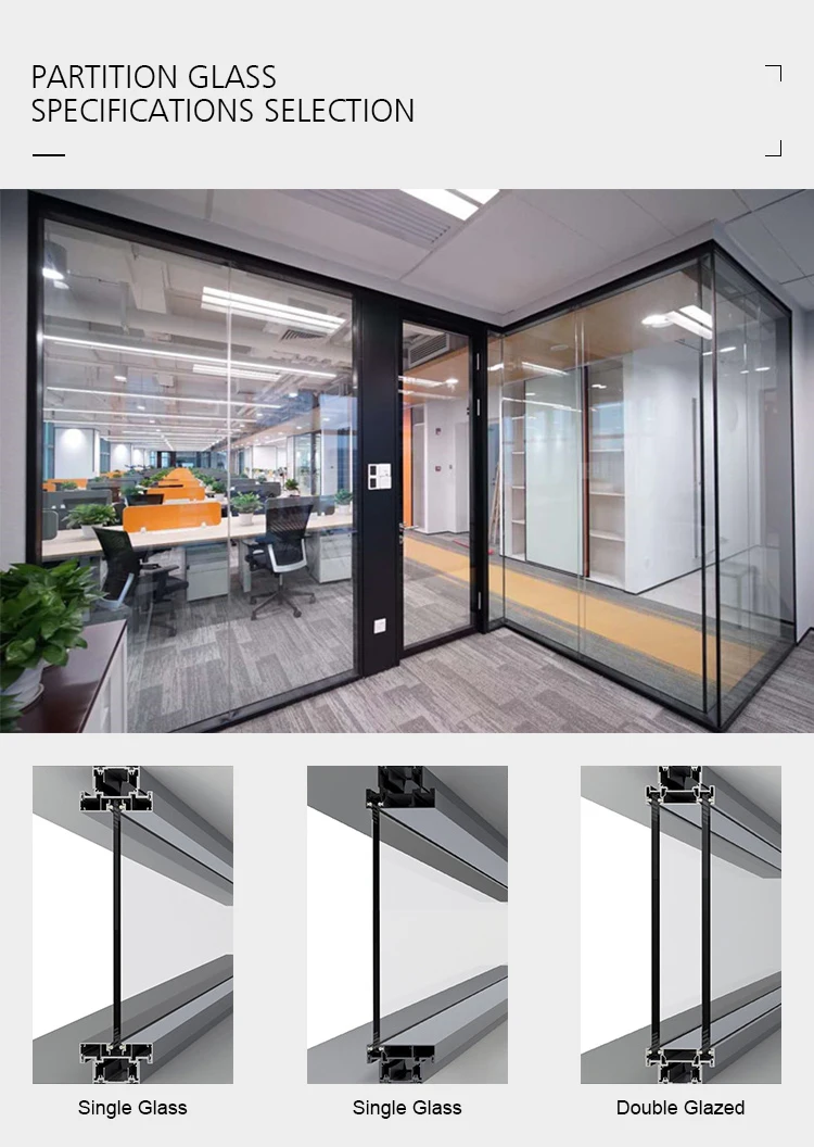 Full View Office Wall Partition Double Layer Glass Without Aluminum Partition Type - Buy Double ...