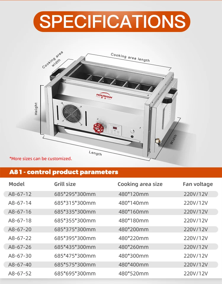 A8 Series 4 Controls Gas BBQ Grill - Professional & Smokeless