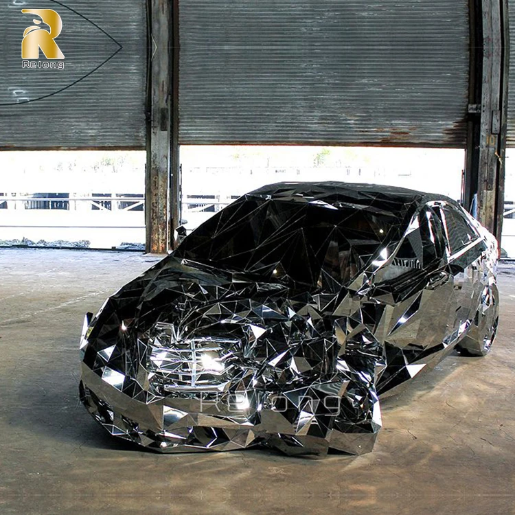 Large Outdoor Yard Metal Statue Stainless Steel Car Model Sculpture for ...