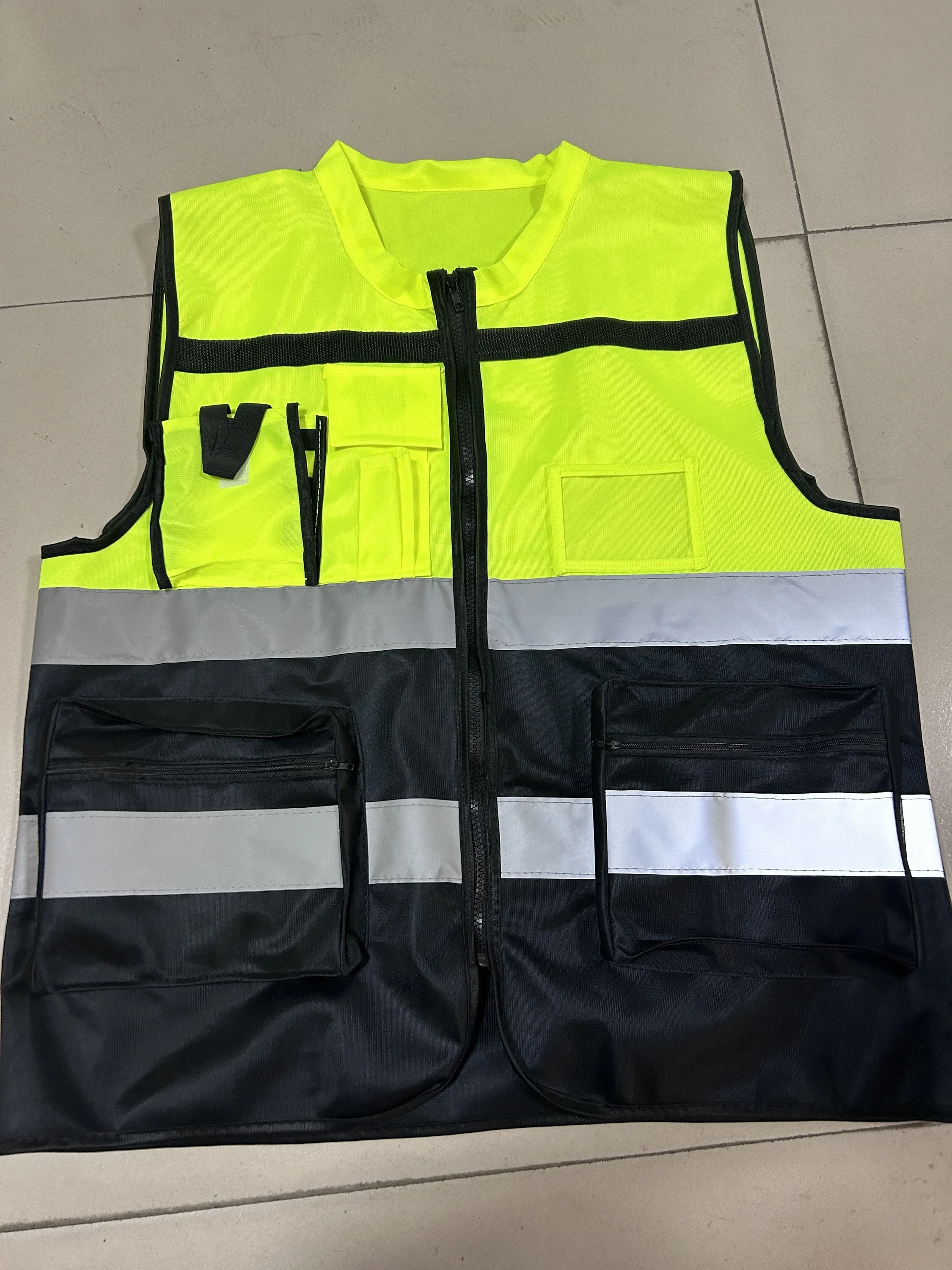 Customizable Logo ANSI Class 2 Motorcycle Safety Vest Fluorescent Green ...