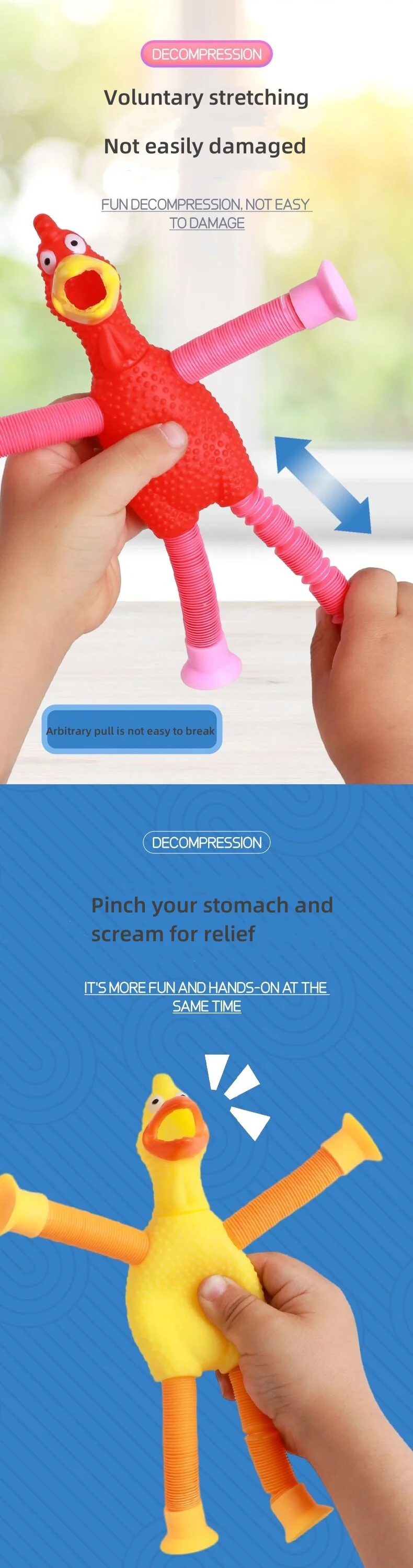 Telescopic Screaming Chicken Fidget Sensory Anti-stress Squeeze ...