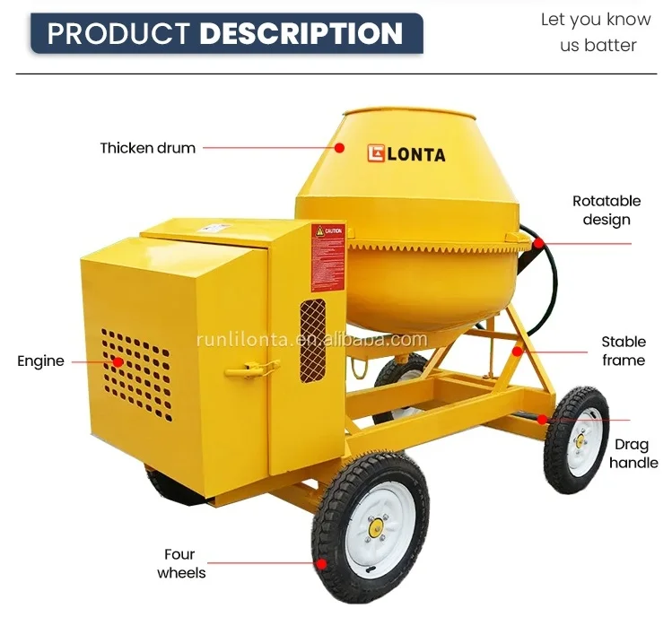 Lonta Jh500s-s 500 Litre Towable Cement Mortar Mixer Mezclador De ...