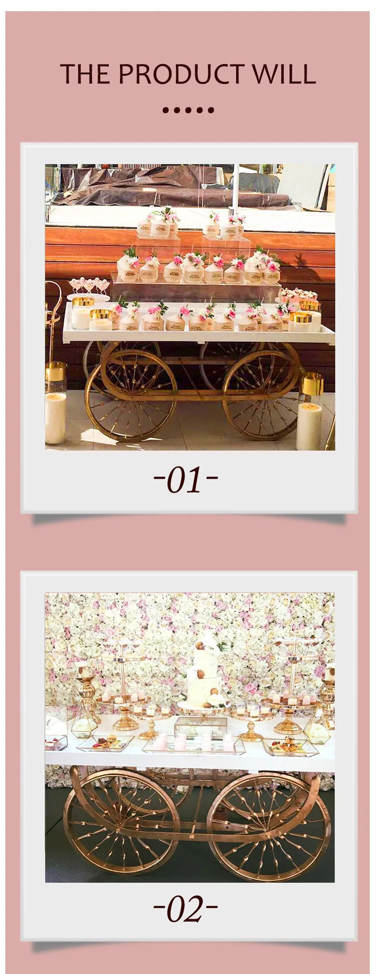 Modern Style Metal Vegetable and Fruit Cart with Gold Wheels for ...