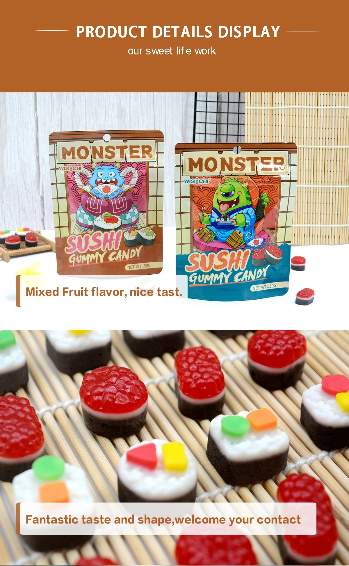 sushi shape gummy candy halal custom - WISKY