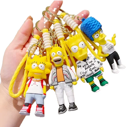 Super Cute Cartoon Simpsons Family Story Keychain Pendant Cool Car Key ...