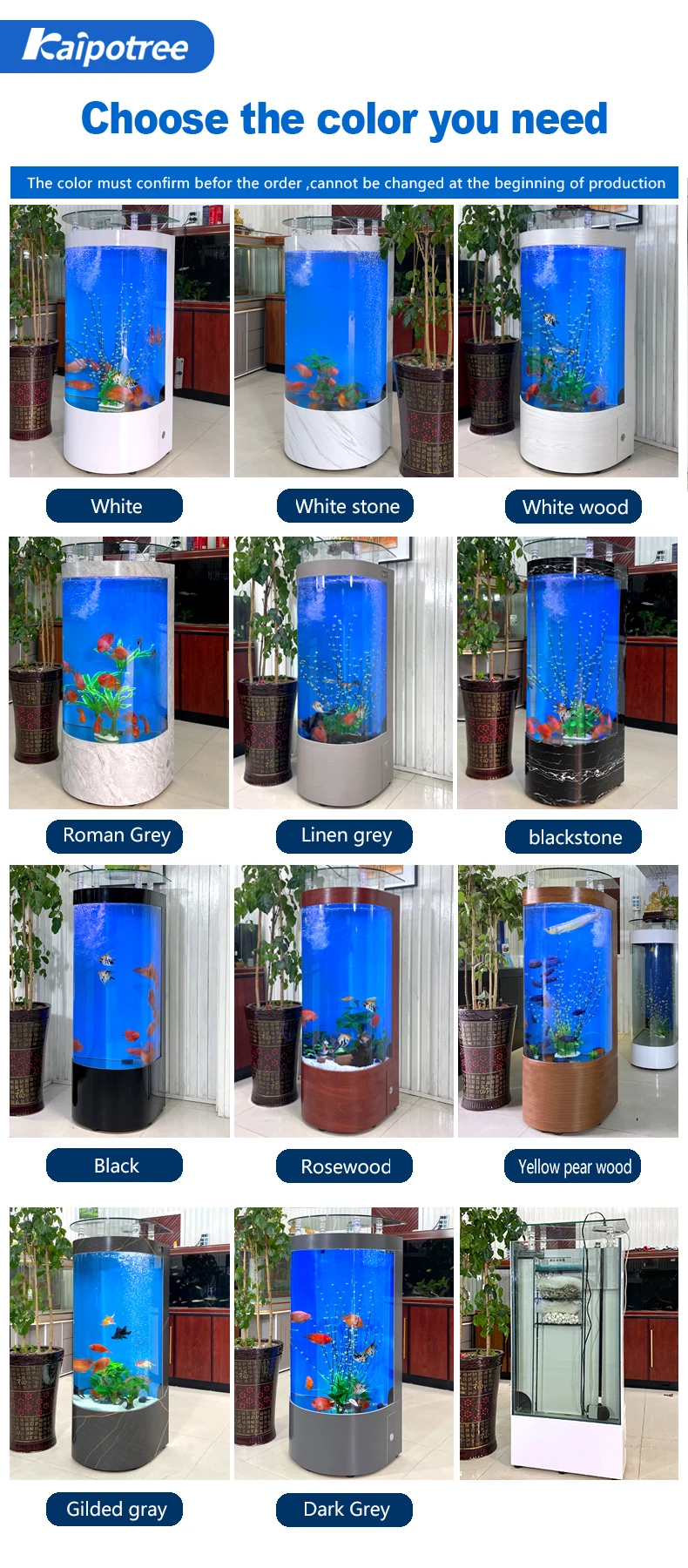 Custom Acrylic Tank Aquarium Ultra White Glass Cylinder Round Aquarium ...