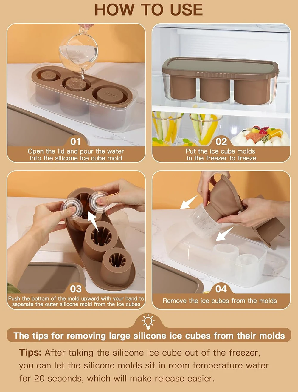 Silicone Ice Molds - Efficient Ice Cube Maker for Stanley Cups