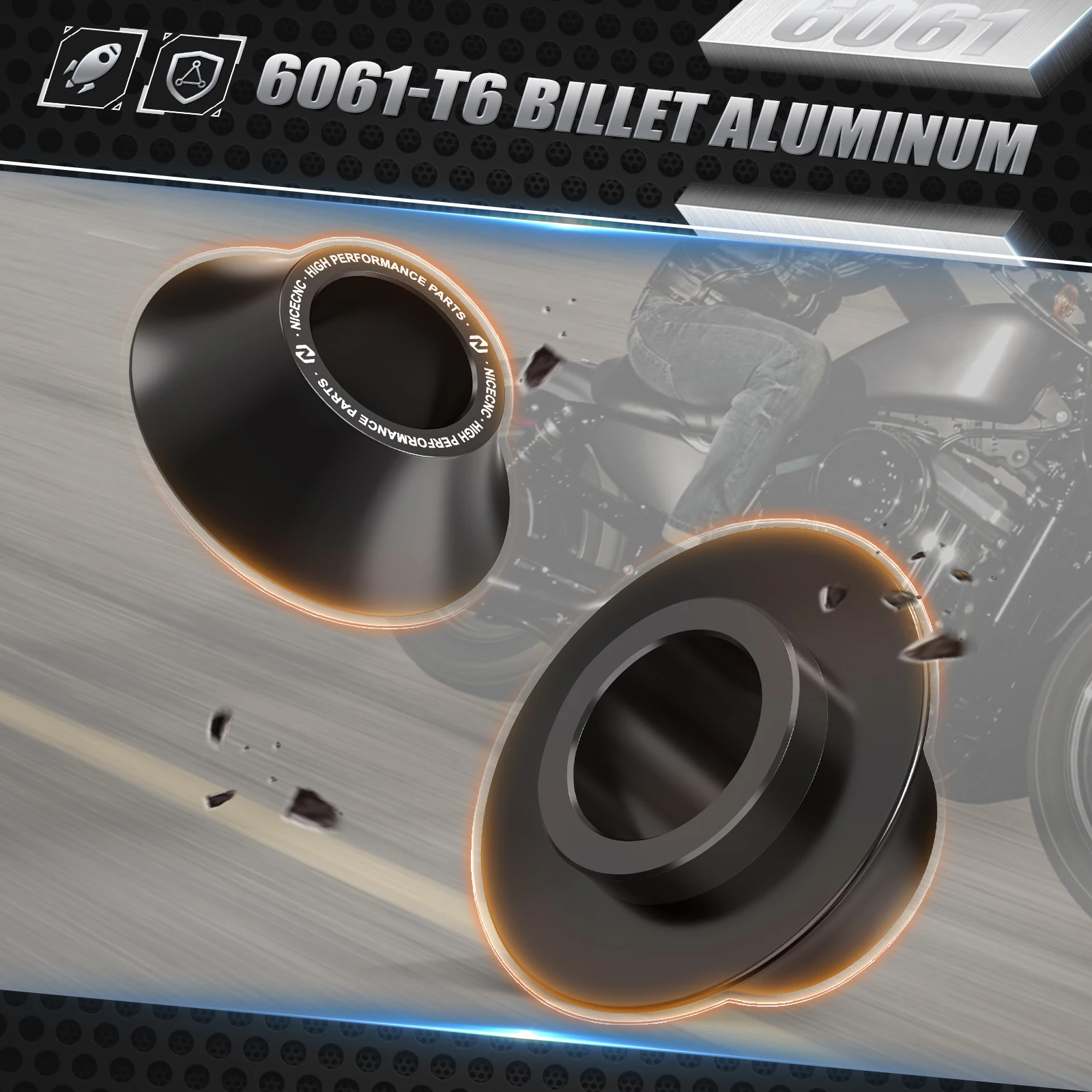 Nicecnc Front Tapered Axle Wheel Spacers for Harley Road King