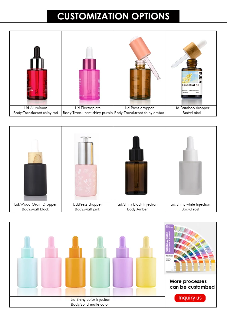 Luxury Hair Face Eye Serum Bottle - Customizable Dropper
