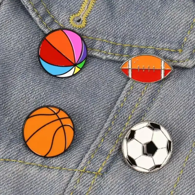 Soccer Basketball Badminton Table Tennis Cartoon Brooch Cute Sports Pin ...