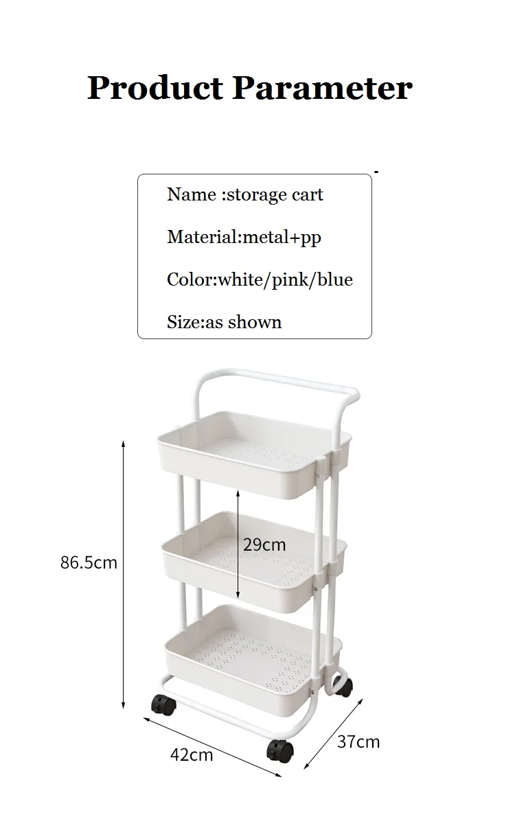 Kitchen Office Basket 3 Tier Storage Organizer Shelf Storage Rack ...
