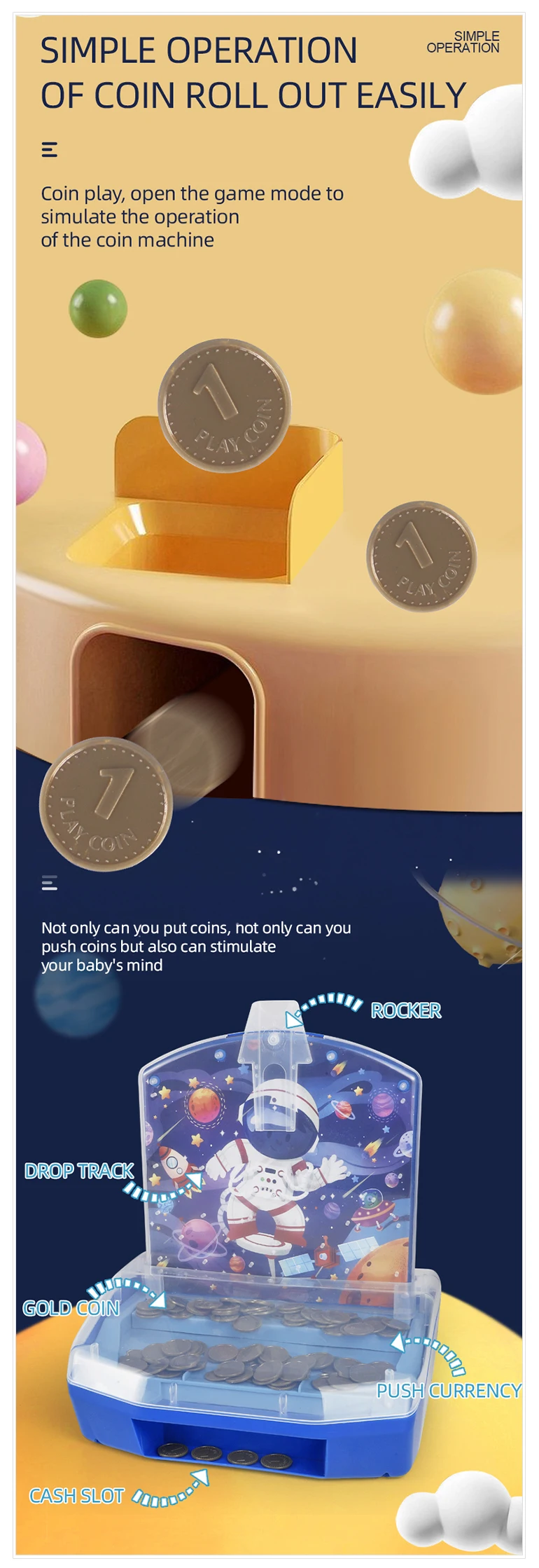 Interactive Tabletop Game - Mini Toys Coin Pusher Machine