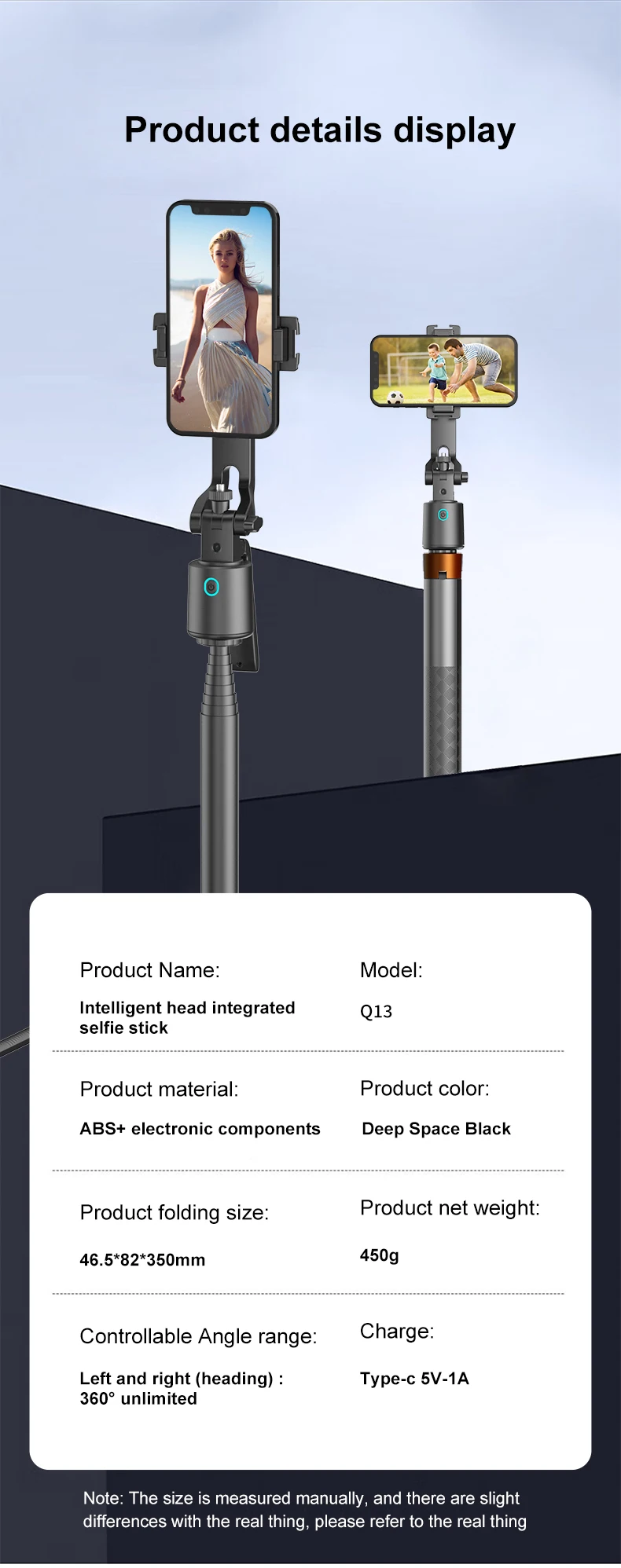 Intelligent AI Single-Axis Anti-Shake Phone Stabilizer with Retractable ...
