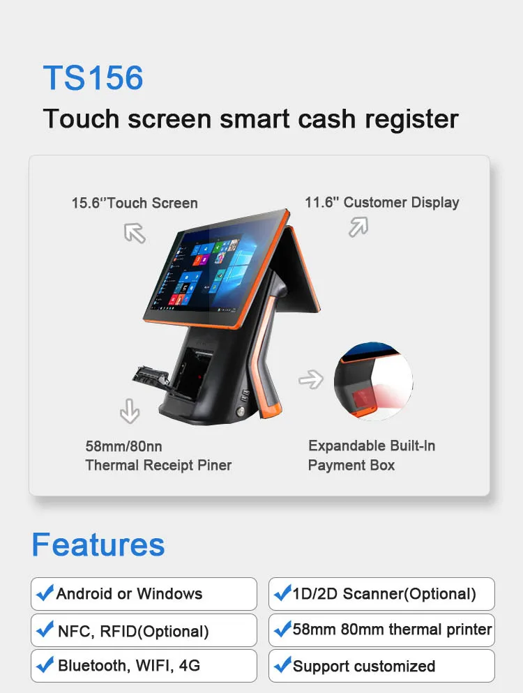 14 Inch Android Window Dual Smart Touch Screen Cash Register Machine ...