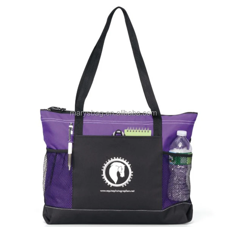 Polyester Zippered Tote Bag with PVC Backing - Perfect for Promotion