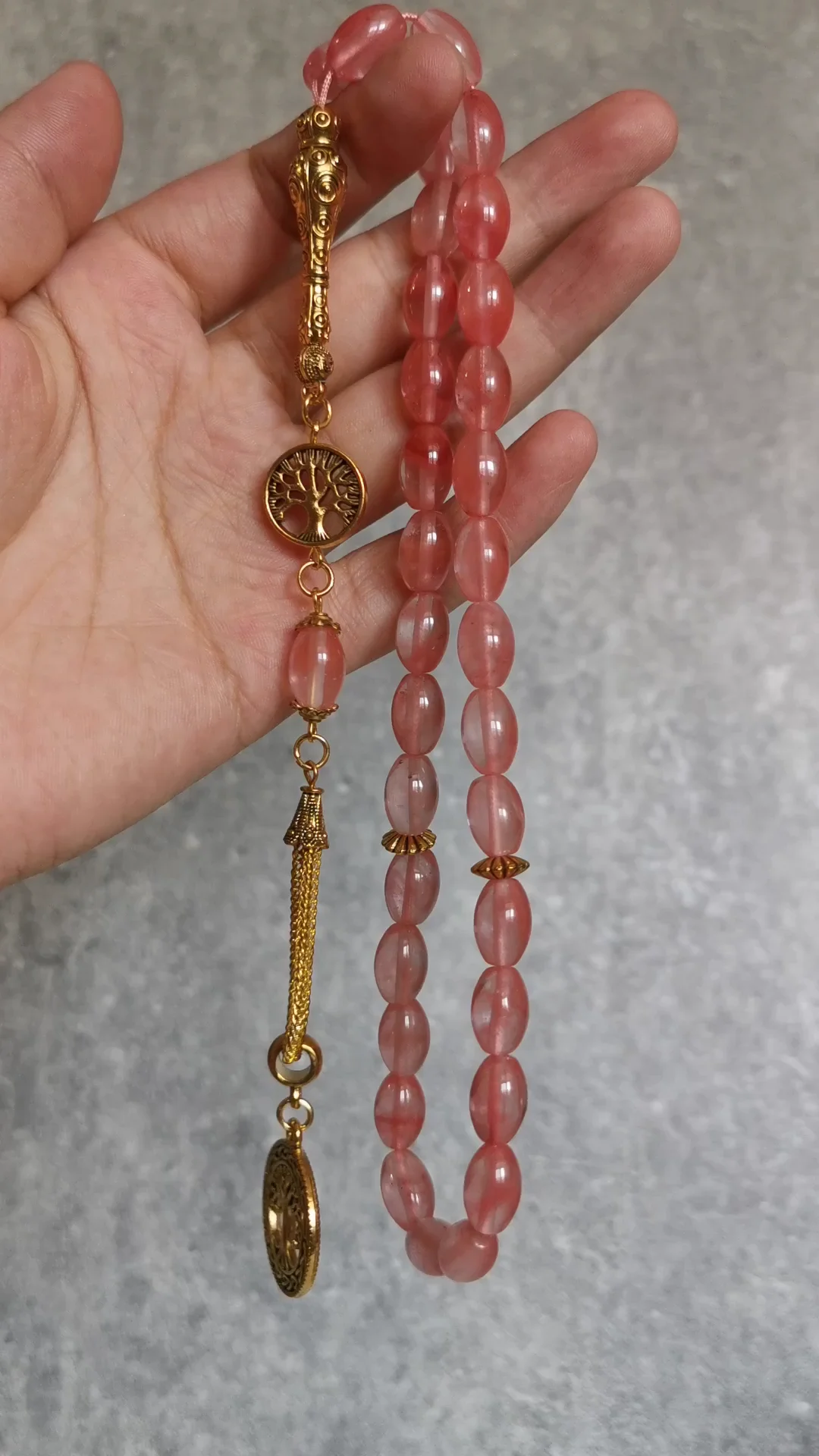 Red Misbaha Oval Stone 8*12mm Isalmic Rosary Muslim 33 66 99 Prayer ...
