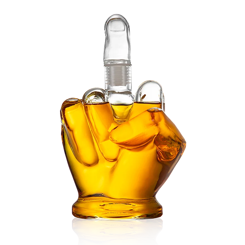 RTS Finger Shaped Glass Bottle Wine & Whisky Decanter Set with 2 ...