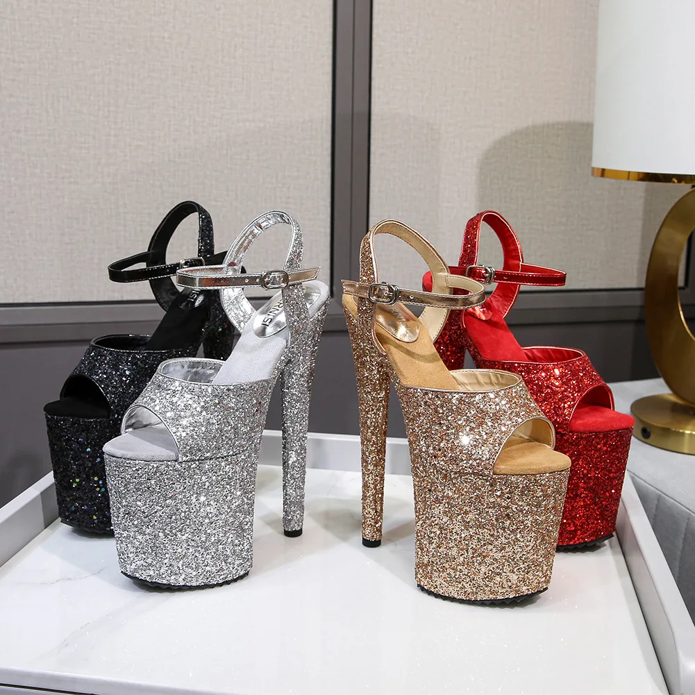New 2024 Korean nightclub shoes for catwalk 20 Cm platform high heel platform shoes plus size high heel sandals