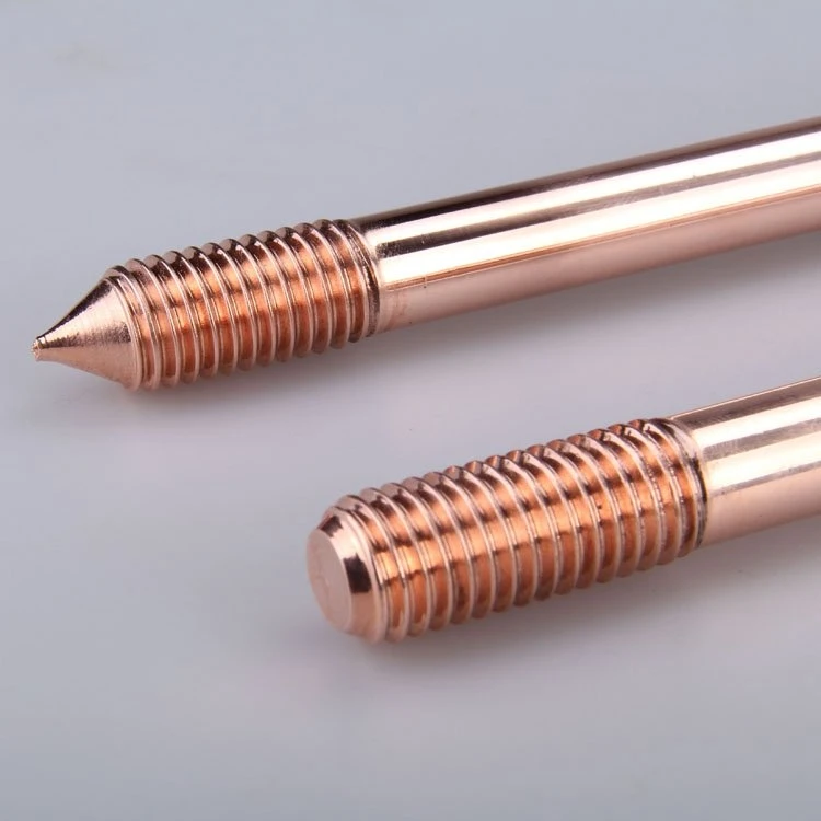 High Quality Threaded Copper Grounding Rod Pointed Copper Clad Steel ...
