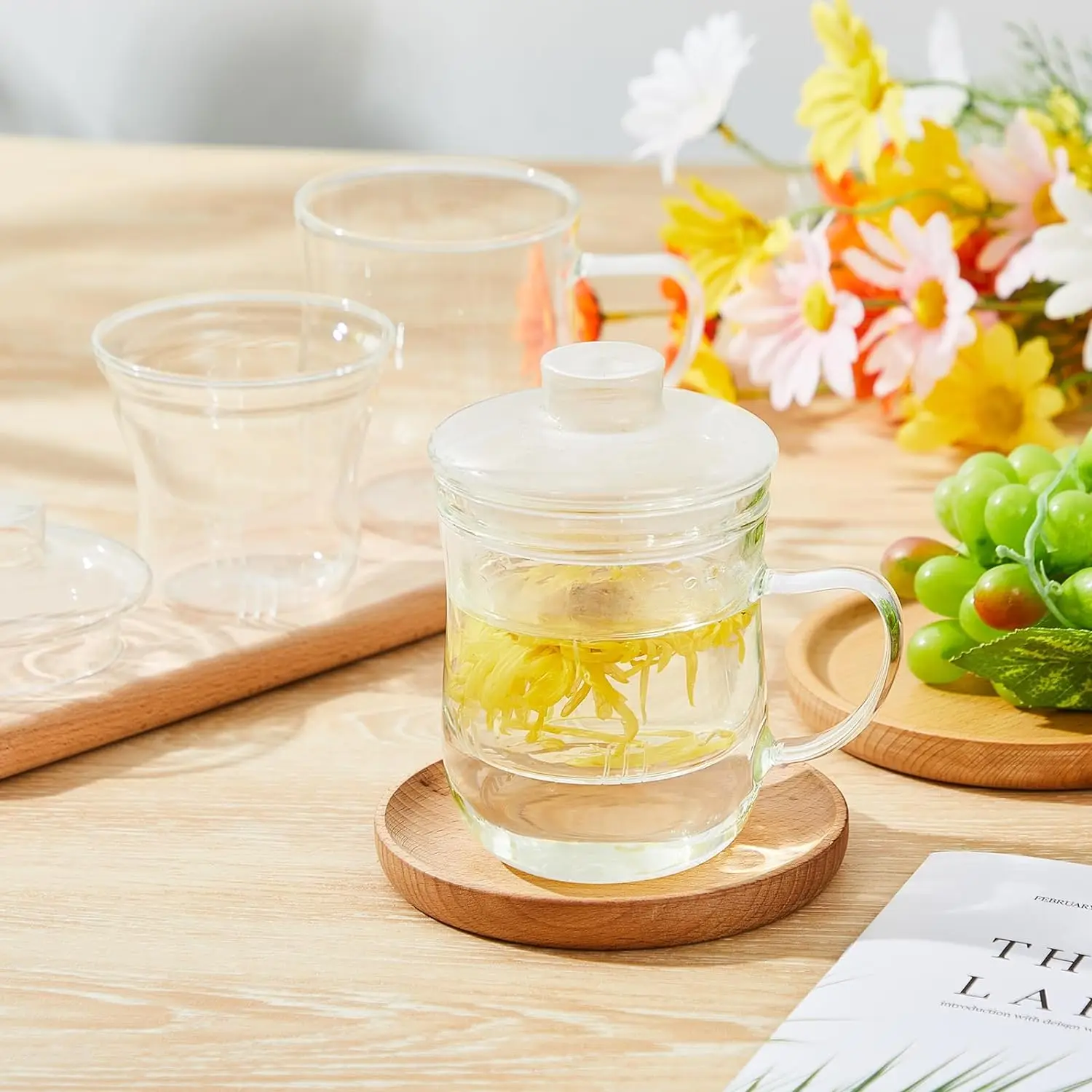 Thickened Transparent Glass Teacup With Infuser And Lid For Loose Leaf ...