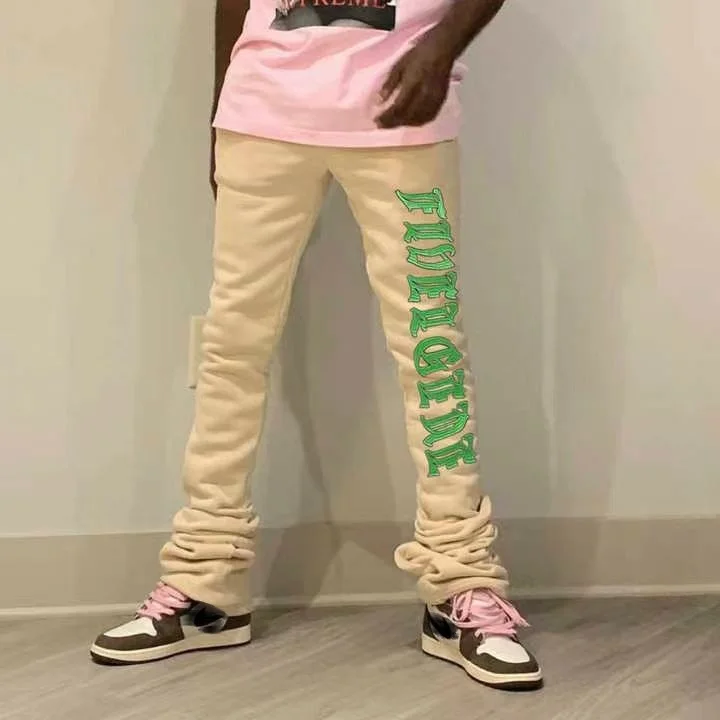 Custom Logo High Street Men Sweatpants Streetwear Hip Hop Stack Fleece ...