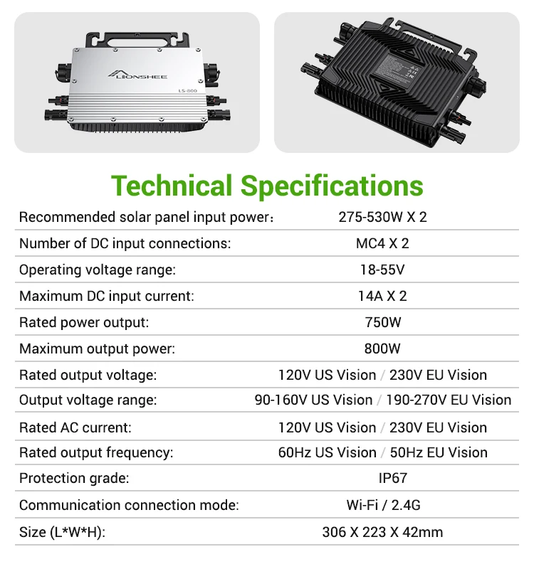 Ip67 Water Proof Mini Microinverter 600w 800w With Smart Wifi Micro ...