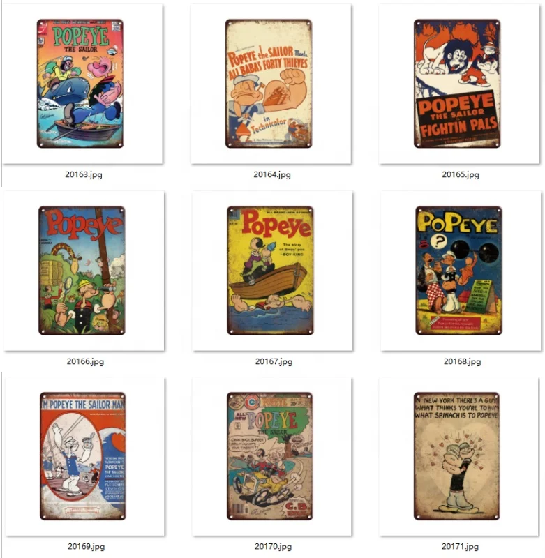 Popeye Cartoon Metal Sign Vintage Plaque Tin Sign Wall Decor for Bar ...