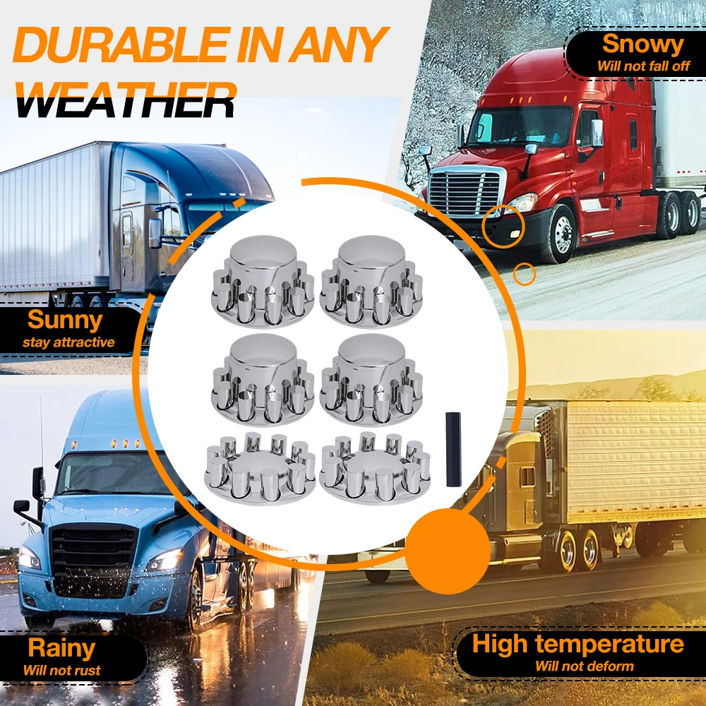 Truck Wheel Hubcap 2 Front And 4 Rear Abs Chrome Axle Cover Kit With 60 ...