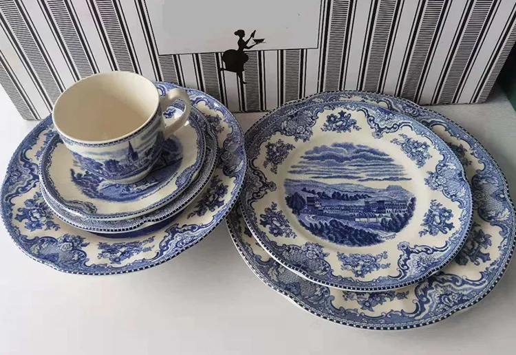 Wholesale Blue Castle Dinner Set - European Ceramic Plates