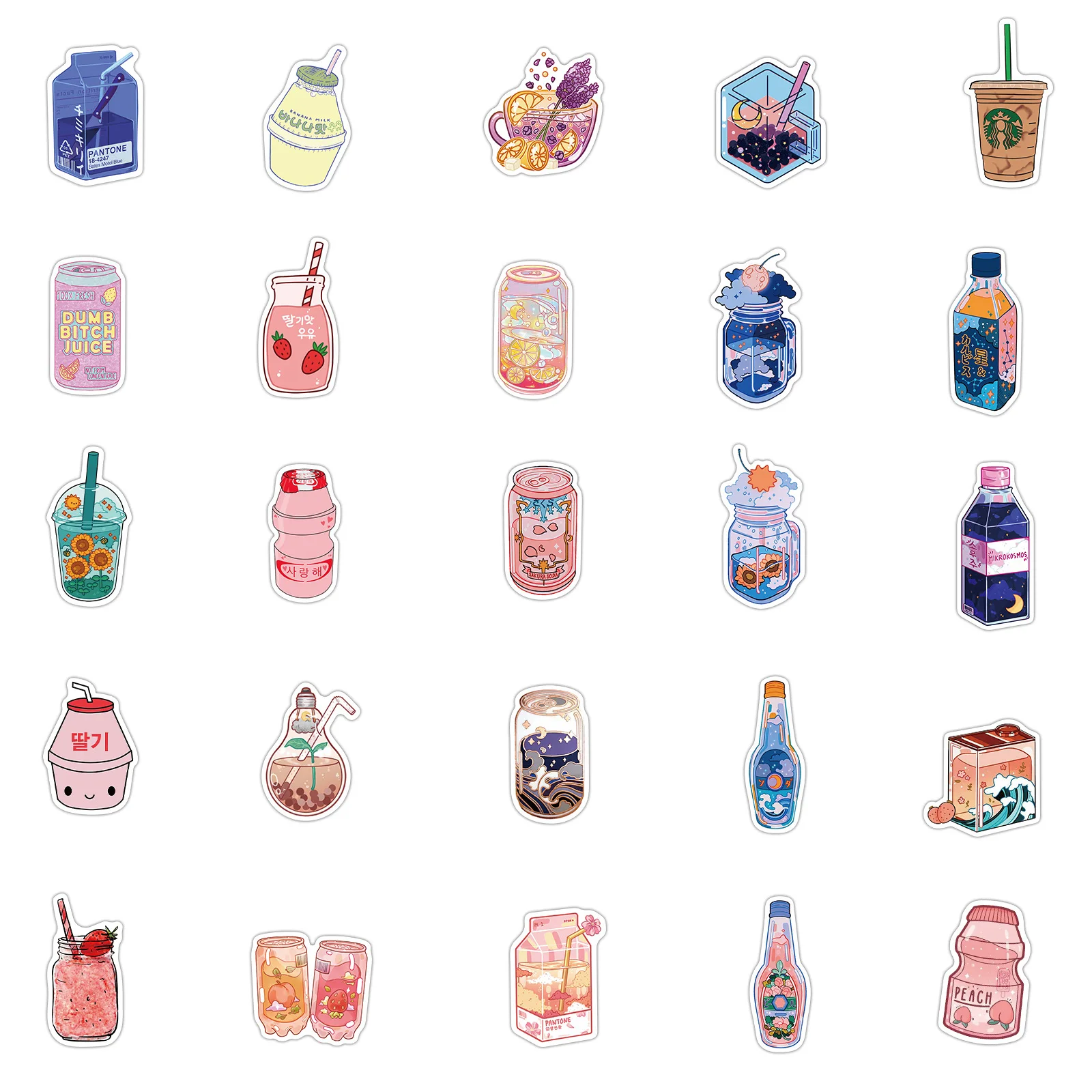 50pcs Ins Flavored Soft Drink Cute Decor Sticker For Girl Children ...