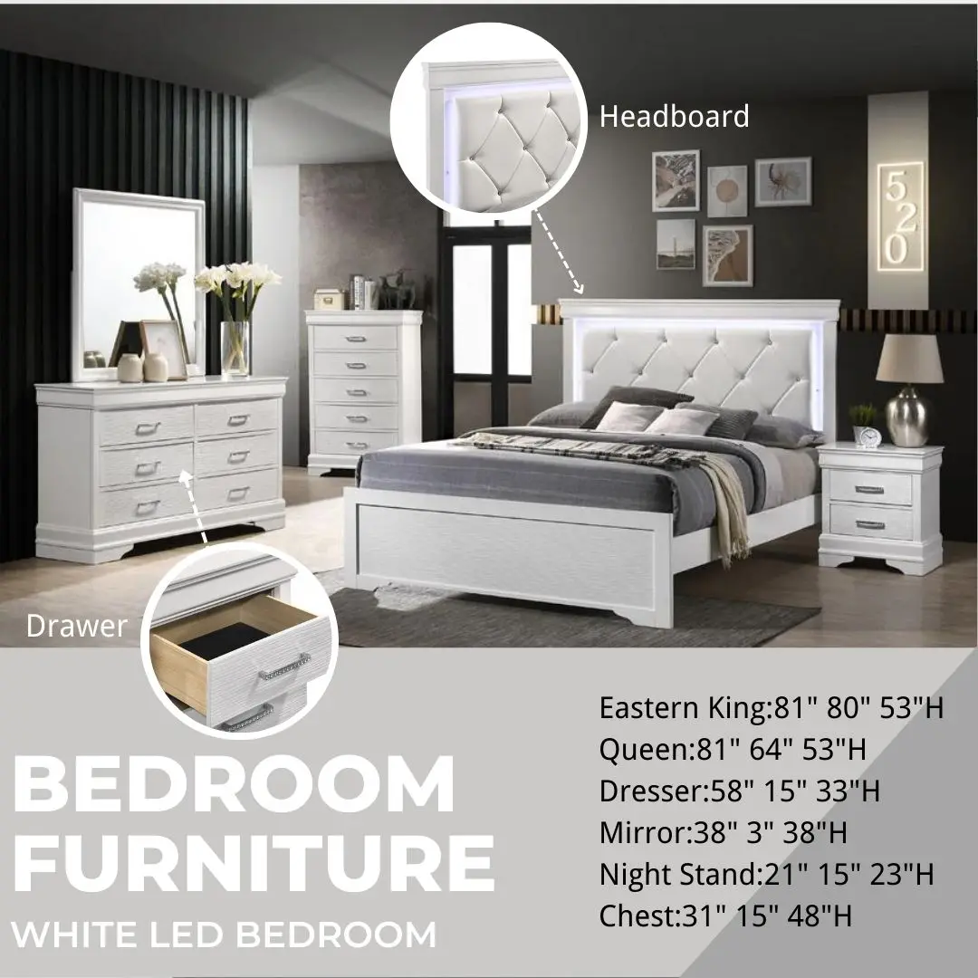 Crushed Diamond Bedroom Set - Stylish & Comfortable