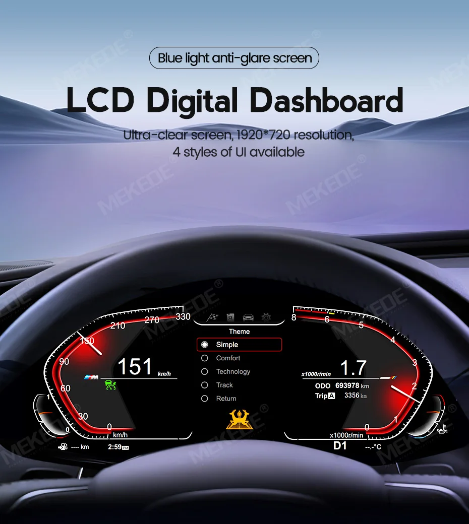 LCD Digital Speedometer Dashboard Cluster for BMW GT F07/F10/F11/F18 ...