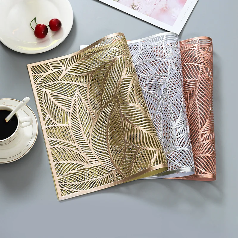Tabletex Rectangle Vinyl Dining Table Mats PVC Pressed Leaf Pattern ...