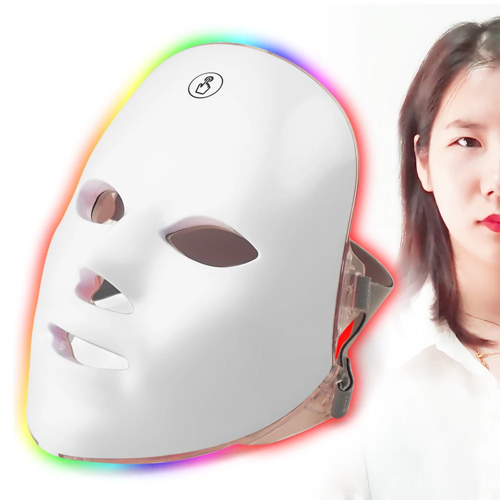 7-color Led Face Mask With Light Therapy Photon Blue And Red Light For ...