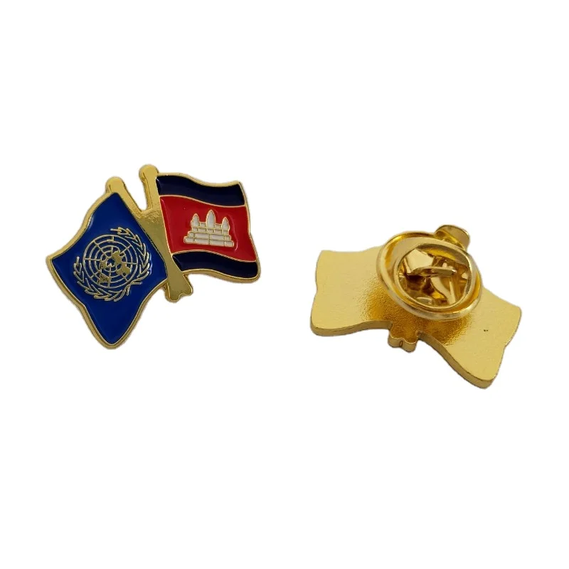 United Nations & Cambodia Flag Pin - Symbol of Patriotism
