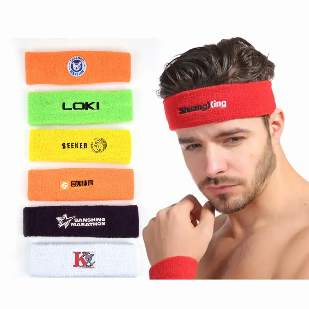High elasticity Sports Cotton Athletic Sweat Headbands for sports ...