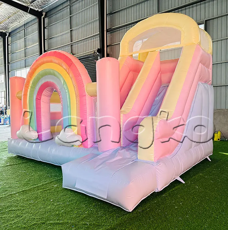 Luxury Commercial rainbow Inflatables Combo With Ball Pit Party Rental ...